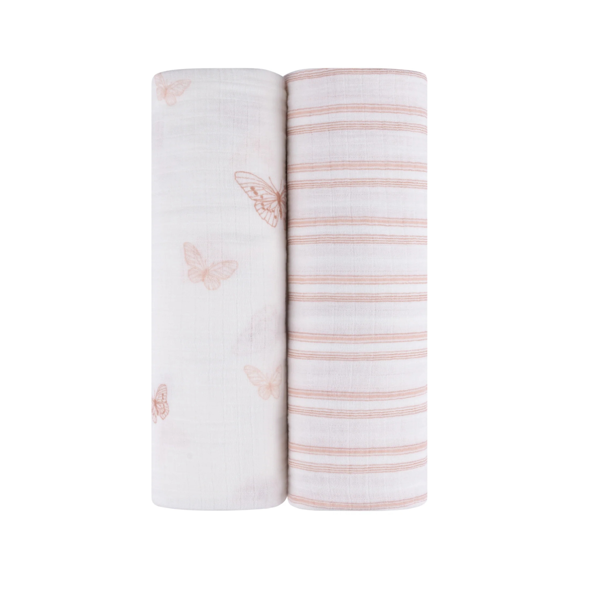 Pink Butterfly- Stripes Muslin Swaddle Blanket Two Pack – Bebe Kangaroo